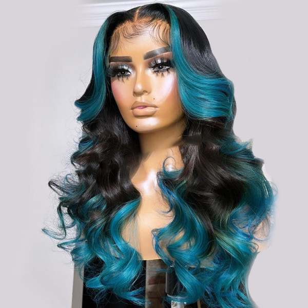 Black wig with blue tips store