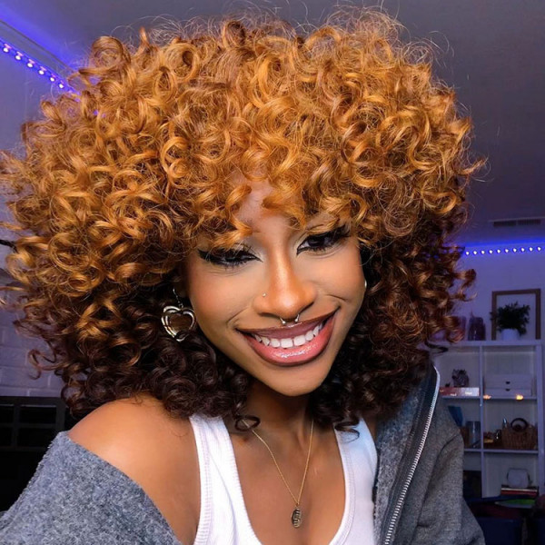 Afro wig with bangs store