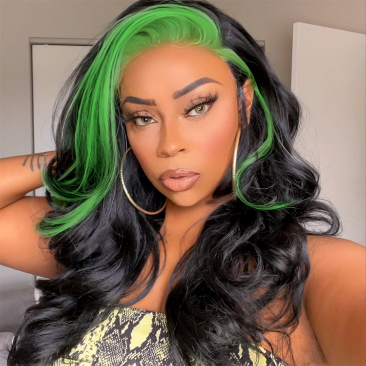 Black green hair store